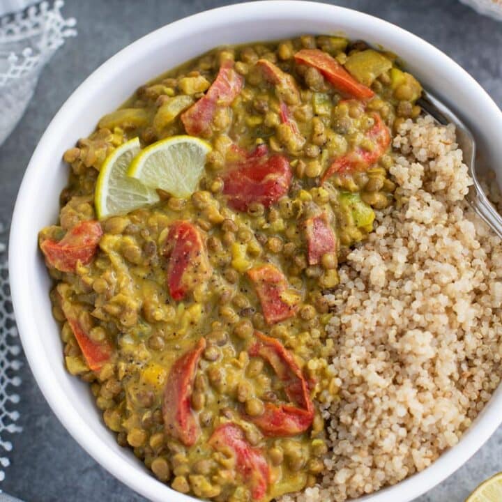 Vegan Green Curry Lentils - Stacey Homemaker